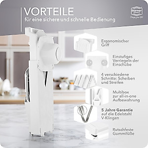 Börner V3 TrendLine Mandoline Starter Set (6 pcs.) • Vegetable Slicer (V-Slicer) + Safety Guard + Inserts + Collection Tray + Multibox • Kitchen Slicer Set (White)