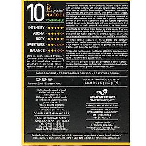 Caffe Vergnano Napoli Espresso Capsules | Compatible with Nespresso Original Line Machines | Compostable | Medium Roast | 10 Count (5oz) | Imported from Italy