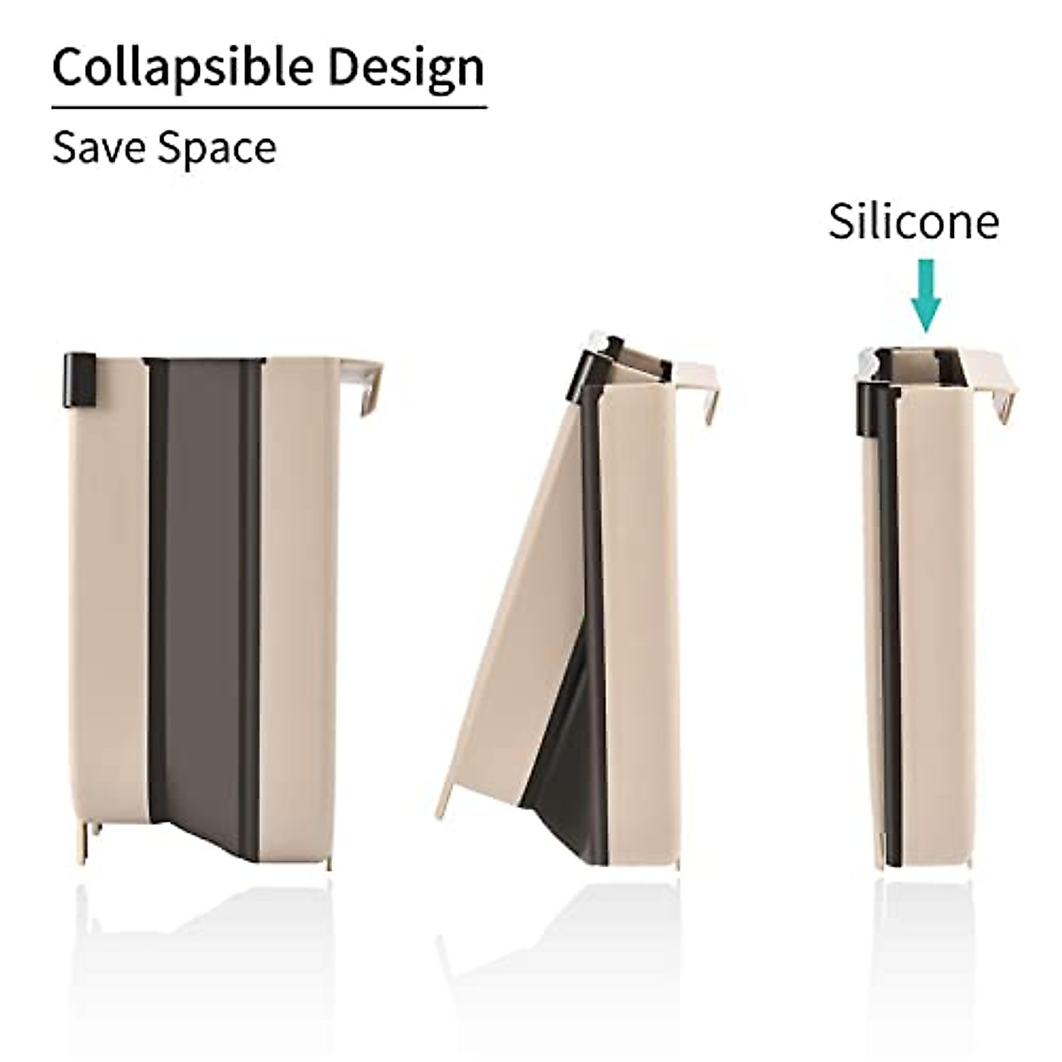 Horoper Hanging Trash Can, Foldable Garbage Can, Waterproof Multifunctional Countertop Hanging Kitchen Trash Can for Home Kitchen Bathroom(Coffee)