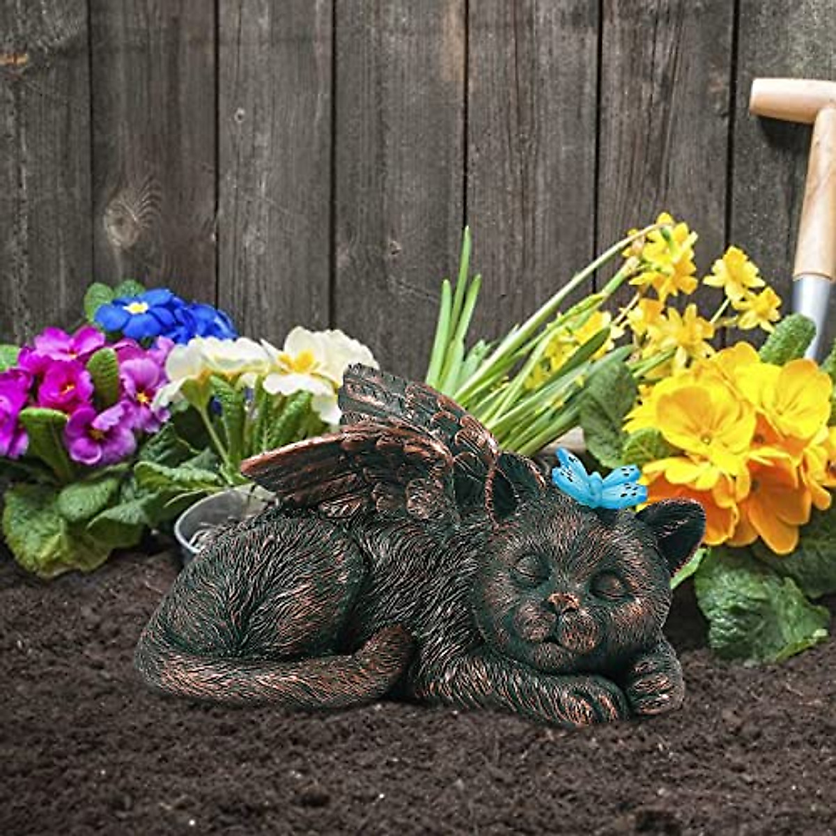 Qeeman Cat Memorial Gifts, Pet Angel Garden Solar Light Cat Memorial Stones for pet Memorial Gifts and pet Loss Gifts, Ideal Gifts for Garden