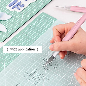 KALAIEN Self Healing Cutting Mat, 18"x12" Cutting Sewing Mat for Craft, 1 Pcs Pink Craft Knife,Steel Rule, 10 Pcs Stainless Steel Blade Kit