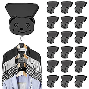 HILIVESVALUE 18 Pcs Clothes Hanger Connector Hooks, Space-Saving Clothes Hanger Connector Hooks, Wardrobe Clothing Outfit Hangers Hooks for Organizer Cabinet, Suitable for All Types of Hangers, Black