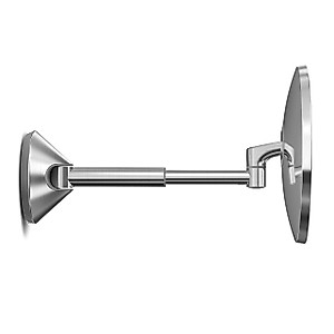 simplehuman, Brushed 8" Round Wall Mount Sensor Makeup Mirror, 5x Magnification, Hard-Wired (100-240v), Stainless Steel, 8"