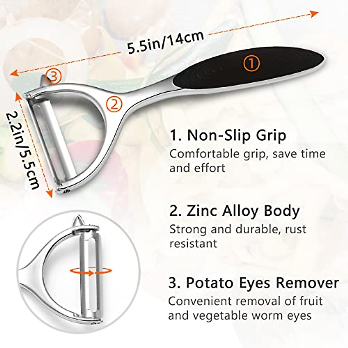 Eirpde Vegetable Peeler for Kitchen, Fruit, Carrot, Veggie, Potatoes Peeler, Y-Shaped and I-Shaped Stainless-Steel Multi-Function Set Peelers, Durable Non-Slip Handle(2-Piece)