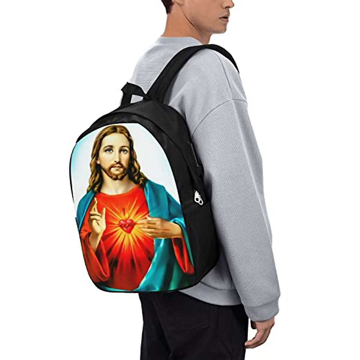 CXXYJYJ Sacred Heart Of Jesus Travel Laptop Backpacks Business Durable Laptops Backpack With Usb Charging Port College School Computer Bag For Men Women Fits Notebook