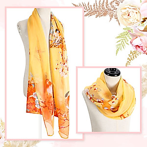 Sureio 6 Pcs Scarves for Women Lightweight Summer Floral Print Pattern Scarf for Women Dressy Long Thin Scarf Shawl(Pretty Style)