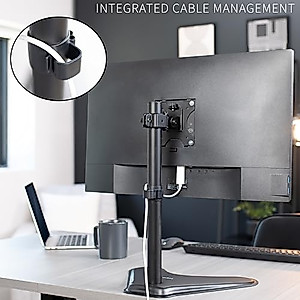 VIVO Single Monitor Desk Stand, Holds Screens up to 32 inch Regular and 38 inch Ultrawide, Freestanding VESA Steel Mount Base, Adjustable Height, Tilt, Swivel, Rotation, Black, STAND-V001H