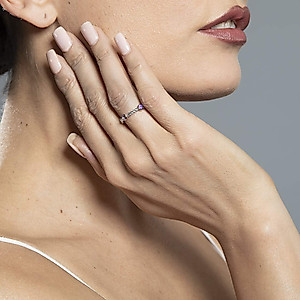 PEORA Amethyst 3-Stone Stackable Ring in Sterling Silver, Cable Rope Band for Women 2.1mm Sizes 8