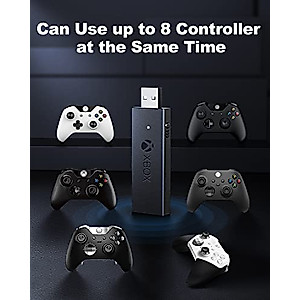 Caprioyens Wireless Adapter for Xbox One Controller Works with PC, Laptops, Tablets, Windows 7 8 10, Compatible with Xbox One, One S, One X, Elite 1, Elite 2 Controller - Low Latency (Black)