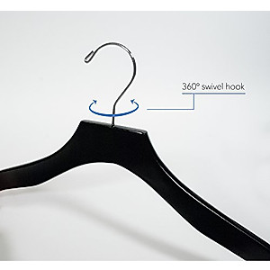 Topline Classic Wood Bridal Dress Hangers - Black Finish (10-Pack)