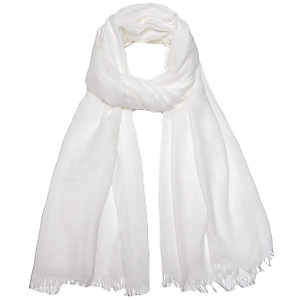 Gragengs Women Summer Scarfs Cotton Lightweight Large Long Gauze Shawl Beach Wrap Plain 75”×43” (White)