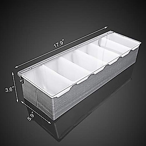 New Star Foodservice 48049 Stainless Steel Condiment Dispenser with 6 Compartments (NO ICE TRAY INCLUDED)