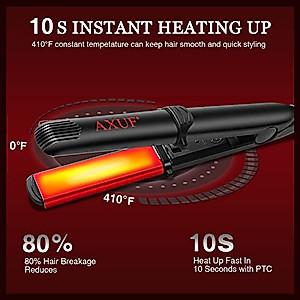 AXUF Mini Dual Deluxe Styler,Mini Flat Iron Add Straighten & Curls Hair Straightener, 3/4 Inch Travel Flat Iron for Short Hair, Curls Bangs