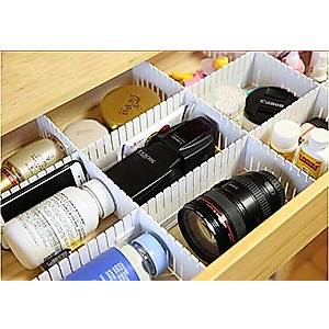 Duroetui Adjustable Plastic Drawer Closet Grid Divider Tidy Organizer Container Home Storage (45cm X 10cm ( 18" X 4" ), White)