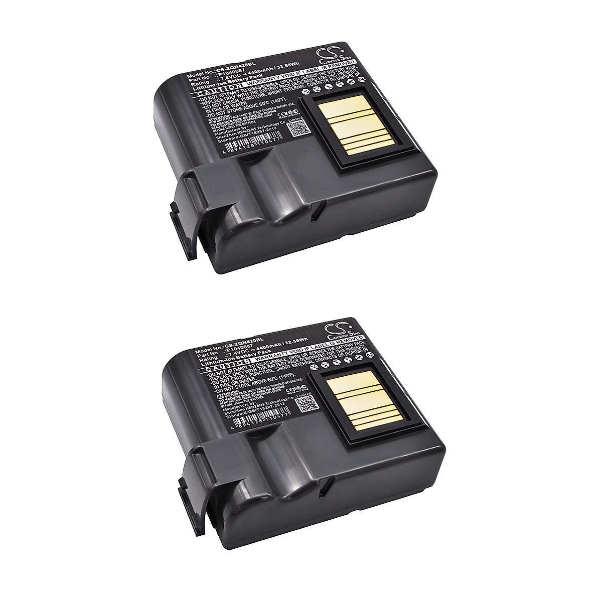 (2PACK) Replacement Battery for QLN420 ZQ630 P1040687 P1050667-016 BTRY-MPP-68MA1-01 Printer 4400mAh 7.4V