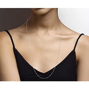 Miabella Italian 925 Sterling Silver Singapore Bead Chain Station Necklace for Women, Made in Italy (30 Inch)