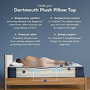 Serta iComfortPro - Dartmouth 15" Plush Pillow Top Queen Latex Foam Mattress - Cooling System, 5 Support Zones, and Responsive Latex Foam - 100 Night Trial and CertiPUR-US Certified