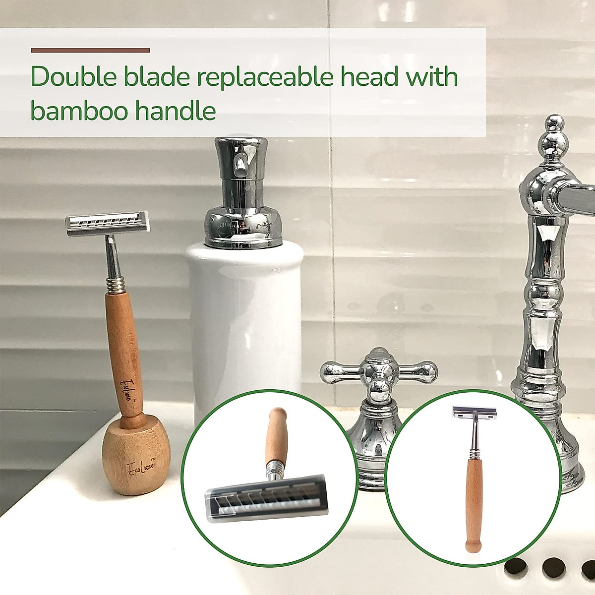 EcoLuxe Sustainable Gift Box Personal Care Travel Sized Toiletries Bundle, Bamboo Toothbrush, Dental Floss, Comb,Liquid Containers, Razor, Bamboo Travel Case and Stand, 9 Items