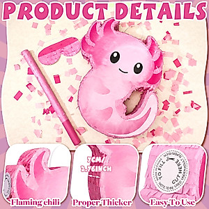 Leyndo Pink Axolotl Piñata for Birthday Party Pink Piñata with Stick Blindfold Confetti for adults Gift Halloween Party Decoration, Baby Shower, Axolotl Party Supplies, 15.7 x 11.8 Inch