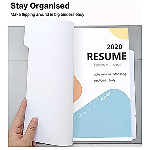 5-Tab Binder Dividers, HERKKA 3 Ring Binder Dividers with Reinforced Edge, 3 Hole Punch Section Index Dividers for Binders, 1/5-Cut Tabs, Letter Size, White, 120 Dividers