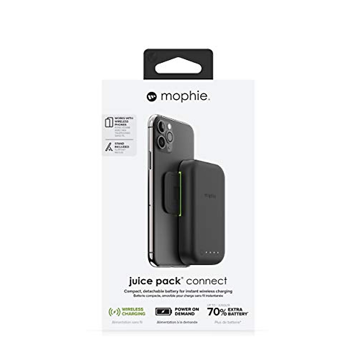 mophie Juice Pack Connect Compact - containing a Portable 5,000mAh Battery with Dual Purpose Stand - Made for Qi-Enabled Smartphones - Black