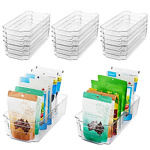 HOOJO Refrigerator Organizer Bins - 14pcs Clear Plastic Bins For Fridge, Freezer, Kitchen Cabinet, Pantry Organization and Storage, BPA Free Fridge Organizer, 12.5" Long-Medium