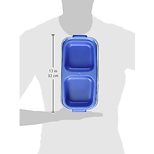 Van Ness Pet Lightweight Medium Double Dish Feeder For Cats And Dogs, 42 OZ Capacity,Blue