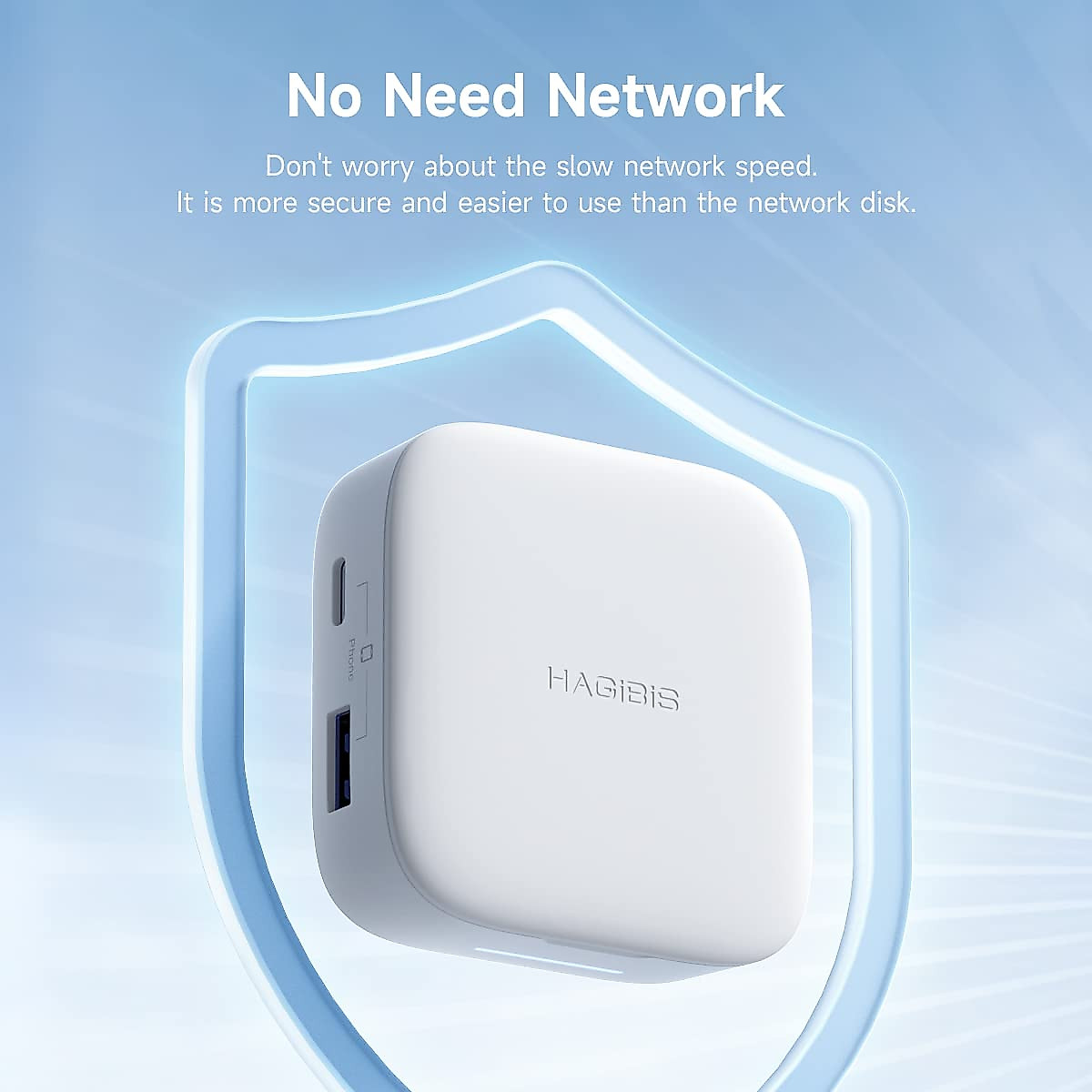 Hagibis Phone Backup Device Cube Auto Backup Photo Storage Photo Stick Picture Video Memory USB Backup Stick for iPhone 15 14 13 12 11 XS Pro Max Mini SE, iPad Pro/Mini, Samsung, Android and Tablet