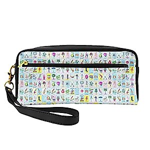 LMSSHISANN Loteria Large Capacity Pencil Case PU Leather Functional Stationery Bags