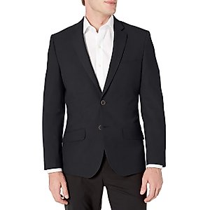 Amazon Essentials Men's Long-Sleeve Button-Front Slim-Fit Stretch Blazer, Black, 44