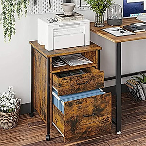 MAXCBD Nightstand Bedside Table Drawer Cabinet Rolling File Cabinet with 2 Drawers Under Desk Office Filing Cabinet On Wheels Top Drawer Can Hold Items Up to 33 Lbs Storage Tower Dresser