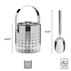 Mikasa Cheers Stainless Steel Ice Bucket and Scoop, Silver