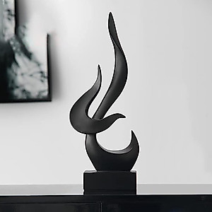Resin Art Statue Minimalist Figurines Abstract Sculpture Desk Table Sculpture Ornaments for Home Bedroom Living Room Garden Office - Black