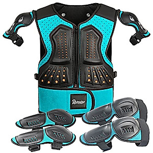 Reomoto Kids Protective Gear,Motorcyle Armor Suit Dirt Bike Gear for Kids Dirt Bike Cycling Skating Off-RoadRiding Skiing (Blue) (020)