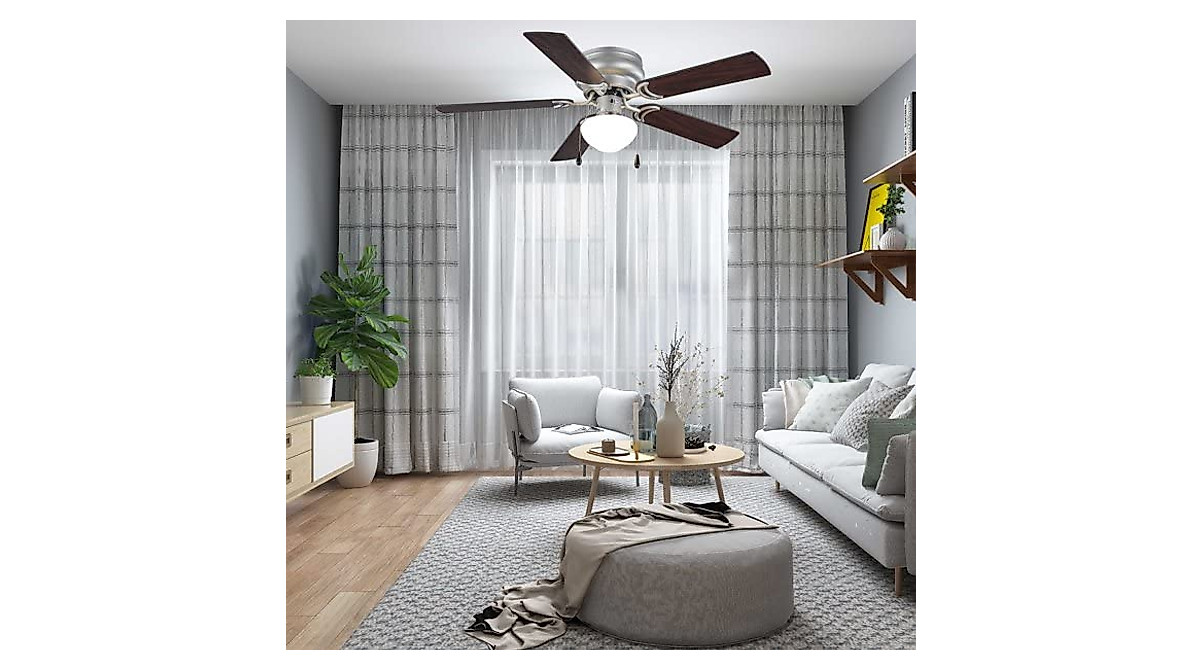 Mainstay 44'' Hugger Indoor Ceiling Fan with Light & Reversible Blades