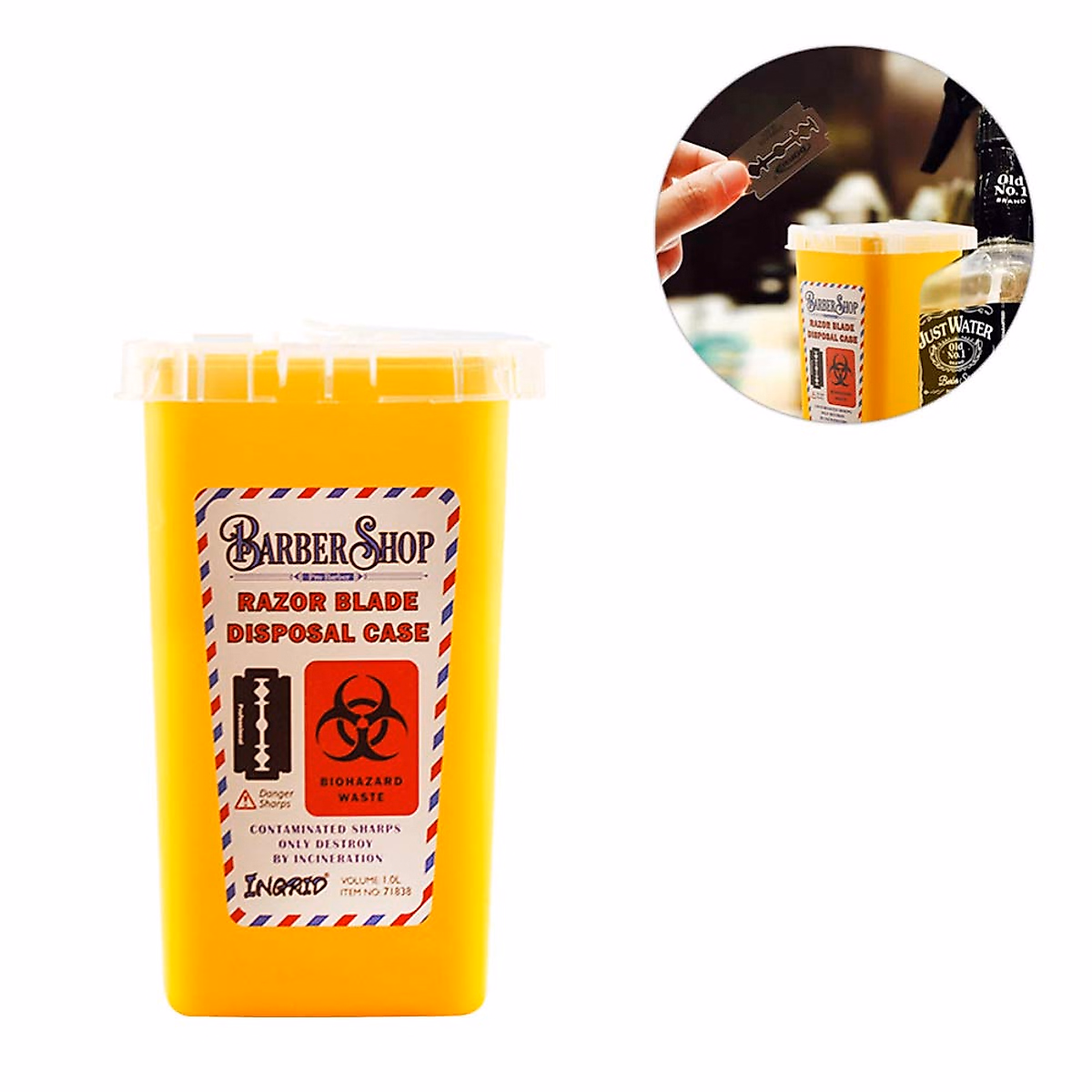 Minkissy Blade Dispenser Case Razor Blade Disposal Case Barber Shop Storage Bank Container for Used Razor Blades Yellow