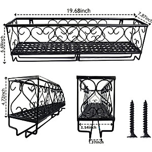 KNC Wall Mounted Wine Rack, Metal Bottle & Glass Holder with Hanging Stemware Glasses, Kitchen,Restaurant Living Room Décor,Storage Rack (Large (50cm/19.68in))