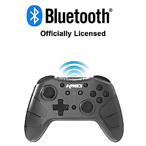 KMD Official Licensed Wireless Pro Controller for Nintendo Switch, PC, MacOS and More - Built in Turbo & Other Features - Black