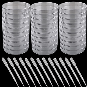 50 Pack Plastic Petri Dishes with Lid, 90mm Dia x 15mm Deep Sterile Petri Plates with 100 Pack 3 ml Plastic Transfer Pipettes, Petri Dish Set for Lab, Experiment, Biology, Microbiology Studies