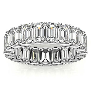 Bhumi Gems Emerald Moissanite Wedding Band, Engagement Ring, Bridal Set, Full Eternity Stackable Matching Dainty Minimalist Antique Vintage Comfort Fit Handmade Jewelry Anniversary White Gold Band