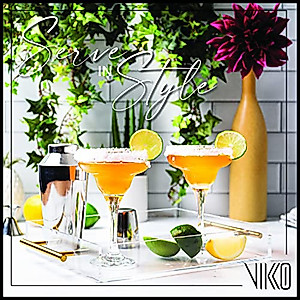 Vikko Margarita Glasses, 10 Ounce, Crystal Clear Set of 6 Margarita Glasses, Elegant Glassware for Margaritas, Pina Coladas and Cocktails