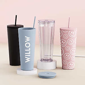 Maars Classic Acrylic Tumbler with Lid and Straw | 24oz Premium Insulated Double Wall Plastic Reusable Cups - Clear, 8 Pack