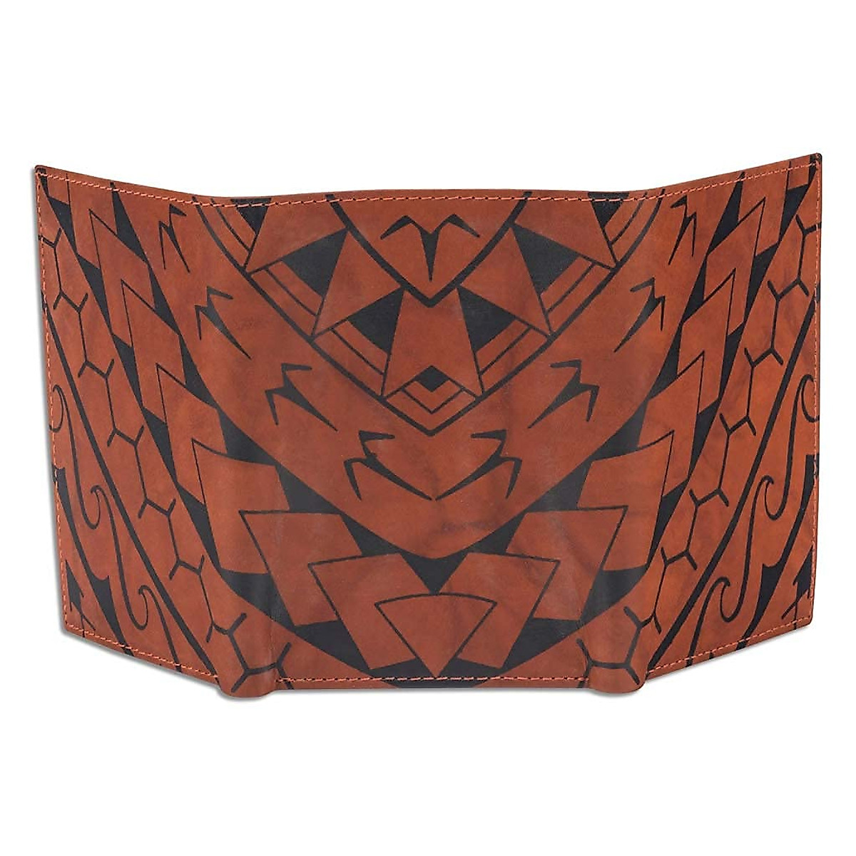 Polynesian Tattoo Trifold Wallet, Genuine Leather, "Manu" Tattoo art by Eugene Ta’ase (Antique Bourbon) from NAKOA