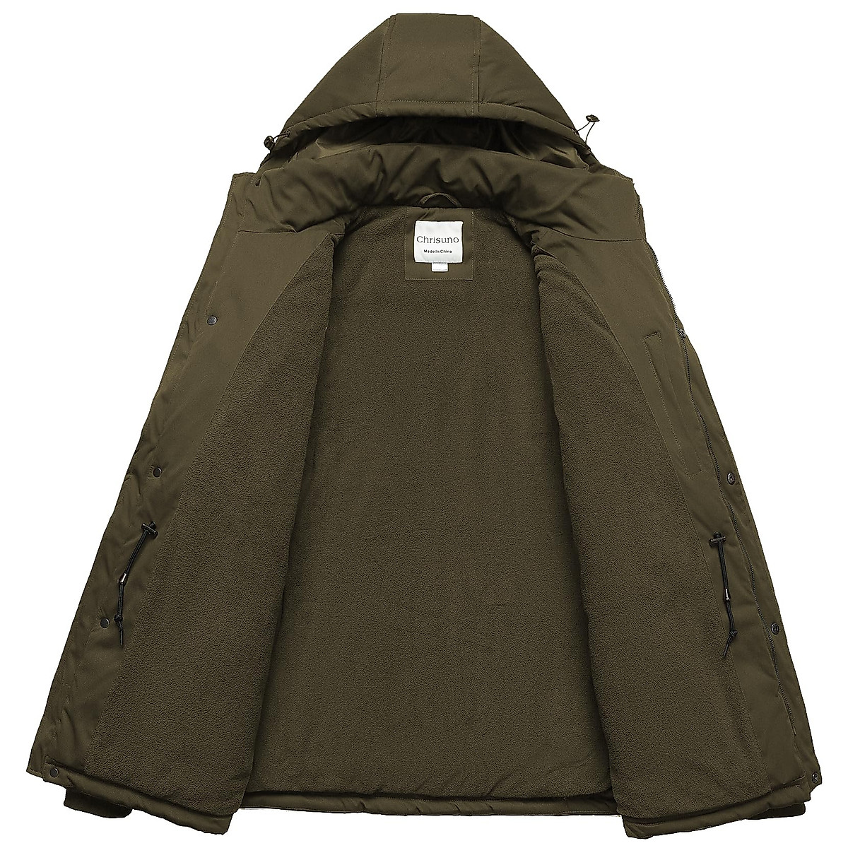 Chrisuno Big and Tall Winter Jackets Men Coats Long Parka Men's Hooded Warm Jacket Brown 6X