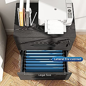 DEVAISE 2-Drawer Wood Lateral File Cabinet with Lock for Office Home, Black