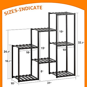 Plant Stand Indoor Plant Stands Bamboo Outdoor Tiered Plant Shelf for Multiple Plants, 3 Tiers 7 Potted Ladder Plant Holder Table Plant Pot Stand for Window Garden Balcony Living Room Corner(Brown)