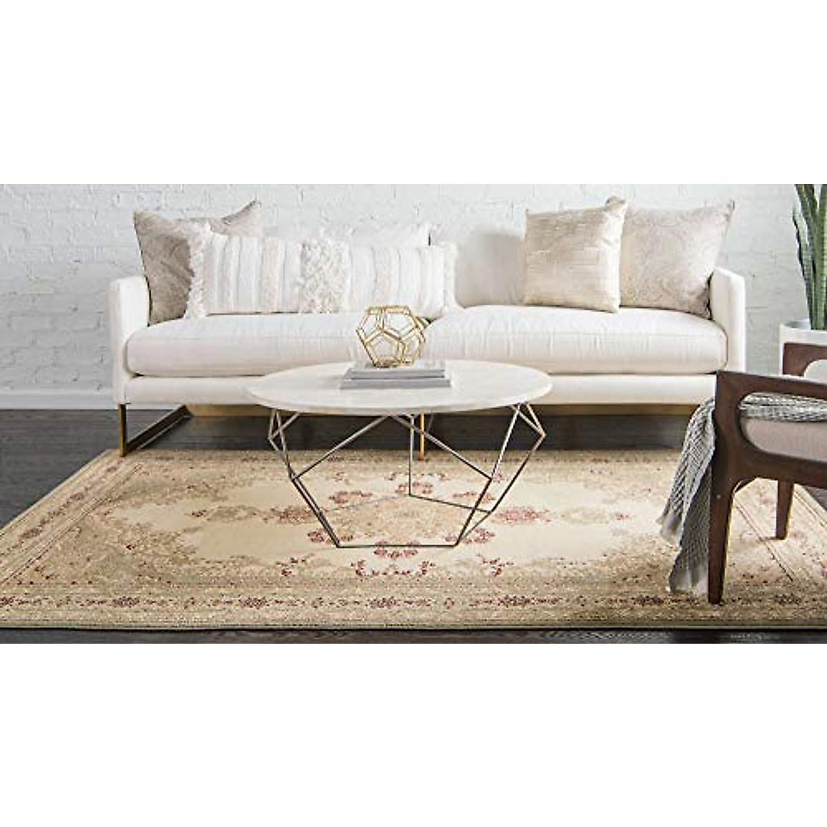 Unique Loom Versailles Collection Traditional Classic Border with Medallion Motif, Area Rug (10' 0 x 13' 0 Rectangular, Green/ Ivory)