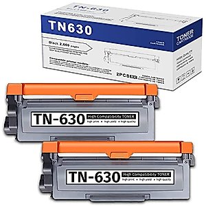 TN-630 TN630 Toner Cartridge: 2-Pack Black Compatible for Brother TN 630 Toner Replacement for HL-L2360DW L2320D L2380DW MFC-L2685DW L2680W DCP-L2520DW L2540DW Printer