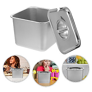 COLLBATH 6.29x6.29x4.72" Stainless Steel Ice Cream Container with Lid Airtight Storage Box for Homemade Ice Cream Yogurt Cold Desserts Easy to Clean