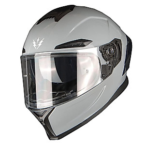 1Storm Motorcycle Full Face Helmet DOT Adults Street Bike Dual Visor Sun Inner Shield Anti Fog Pinlock Shield : Cement Grey